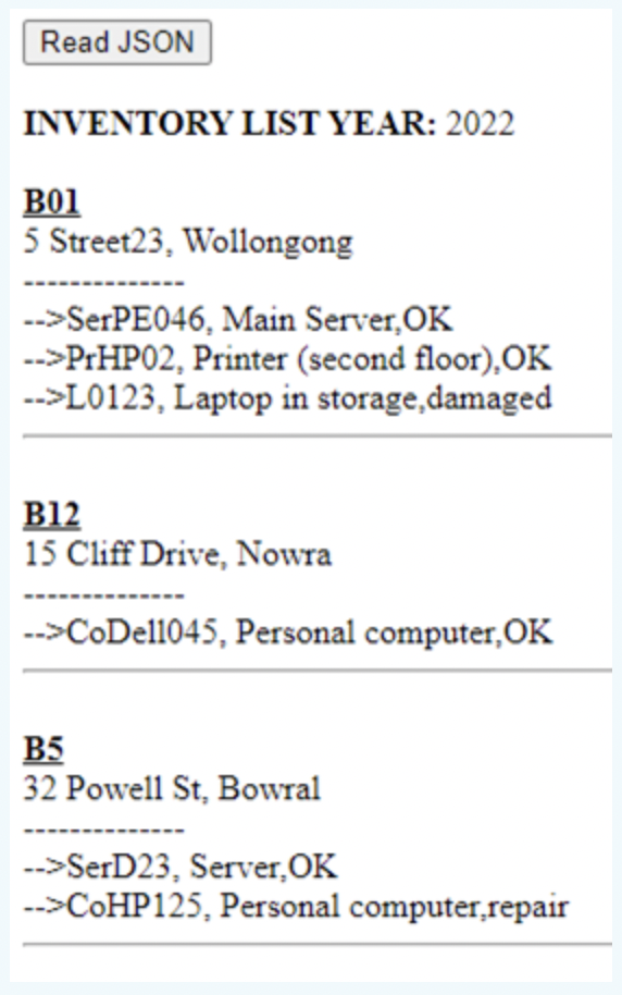 Solved Write Html File With One Button Read JSON When A Chegg