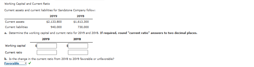 Solved Working Capital and Current Ratio Current assets and | Chegg.com