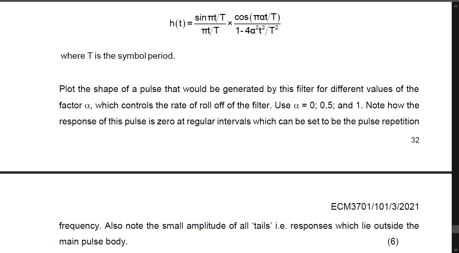 [10] EXERCISE #5: INTERSYMBOL INTERFERENCE (ISI) | Chegg.com