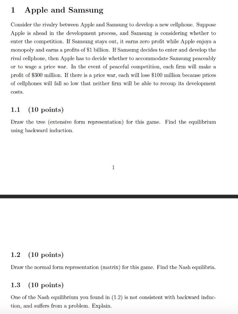1 Apple and Samsung Consider the rivalry between | Chegg.com