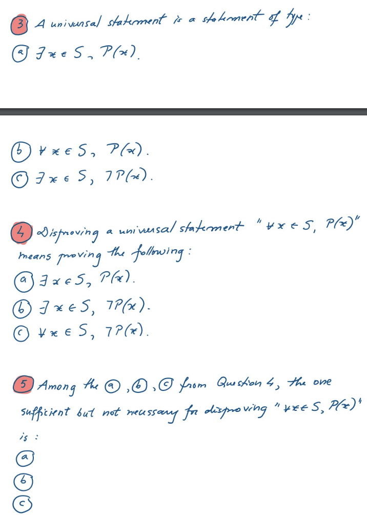 Solved A universal statement is a statement of type : @ | Chegg.com