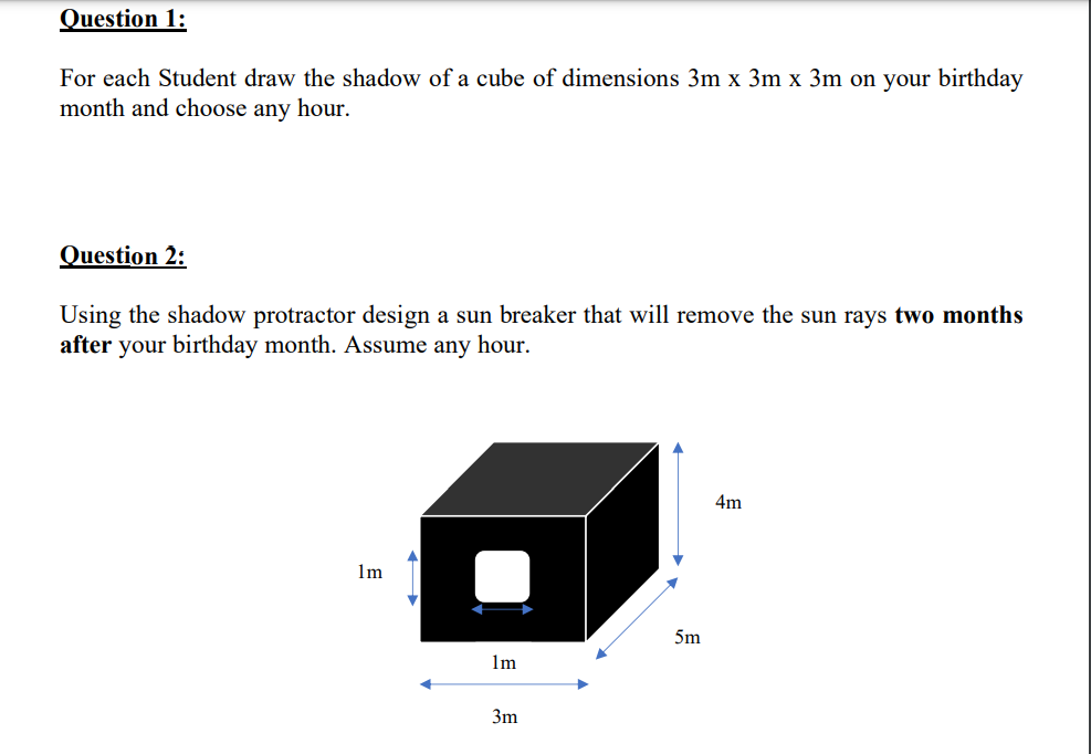 For each Student draw the shadow of a cube of | Chegg.com