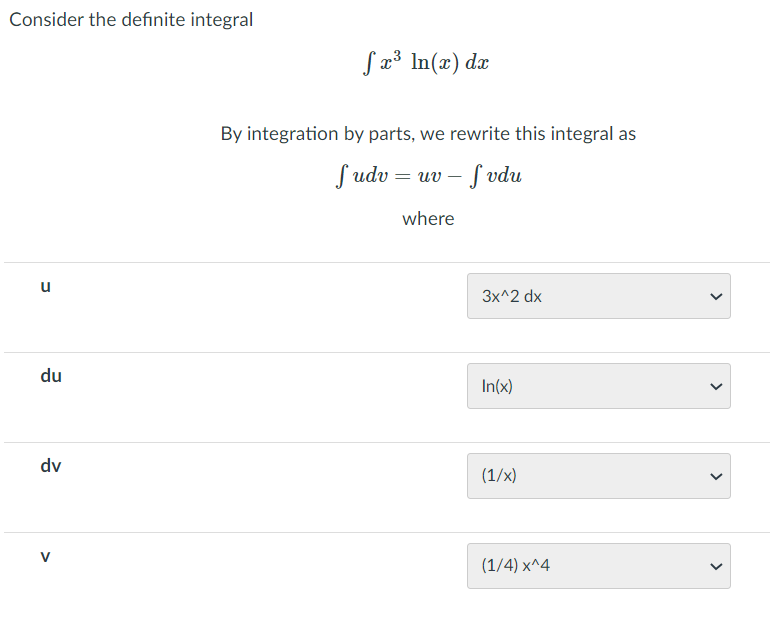 Solved Consider the definite integral ſ x3 In(x) dx By | Chegg.com