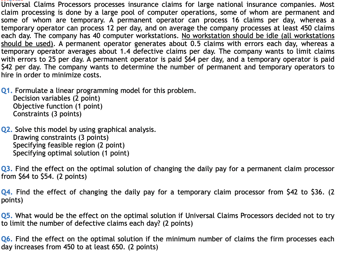 Universal Claims Processors processes insurance | Chegg.com