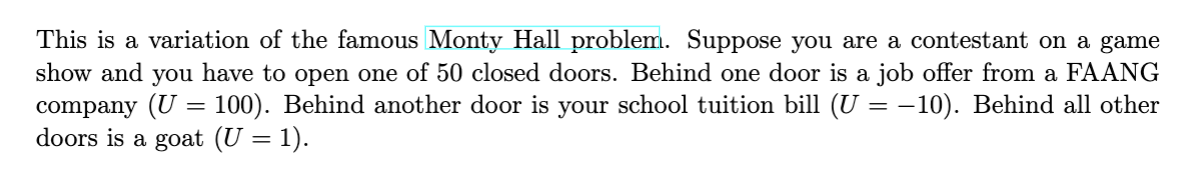 Solved This is a variation of the famous Monty Hall problem. | Chegg.com