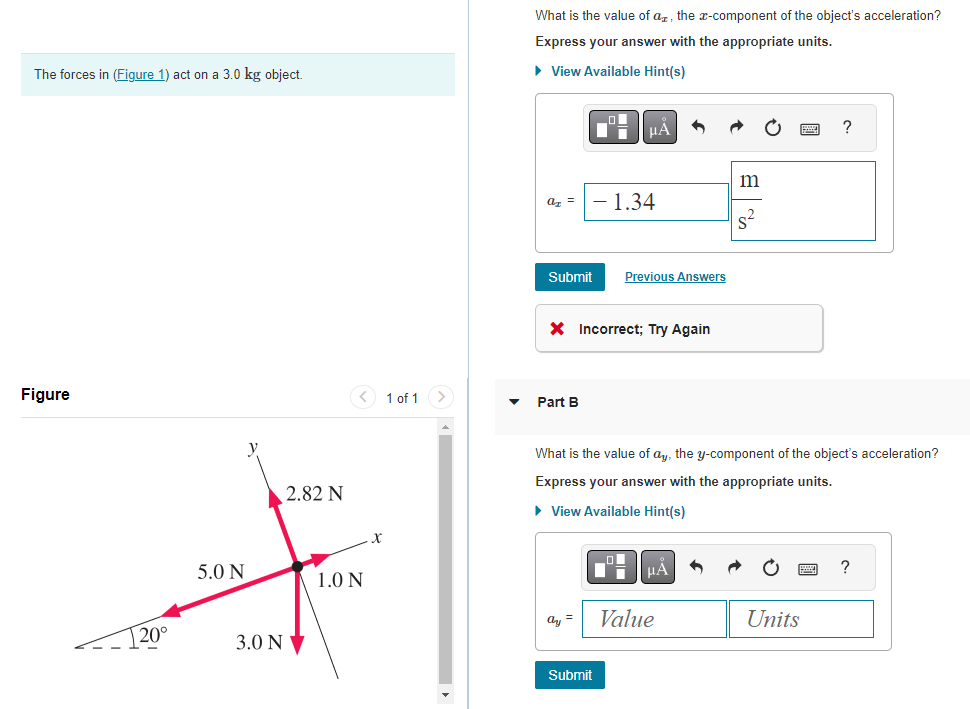 Solved What is the value of ax, the x-component of the | Chegg.com