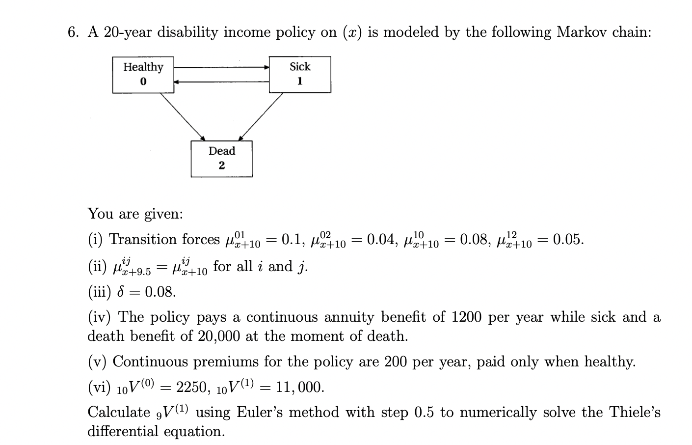 Solved A 20-year disability income policy on (x) is modeled | Chegg.com