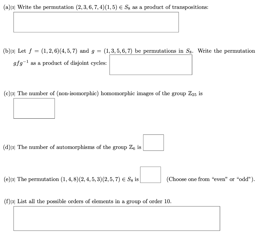 Solved (a) 3) Write the permutation (2, 3, 6, 7,4) (1,5) E | Chegg.com