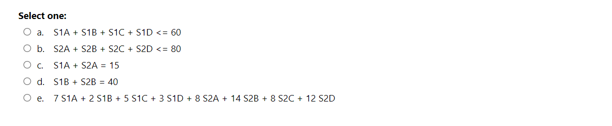 Solved Select one: O a. S1A + S1B + S1C + S1D