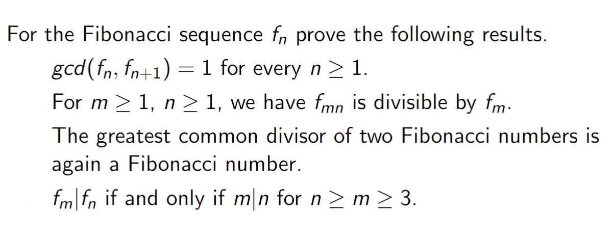 Solved For the Fibonacci sequence fn ﻿prove the following | Chegg.com