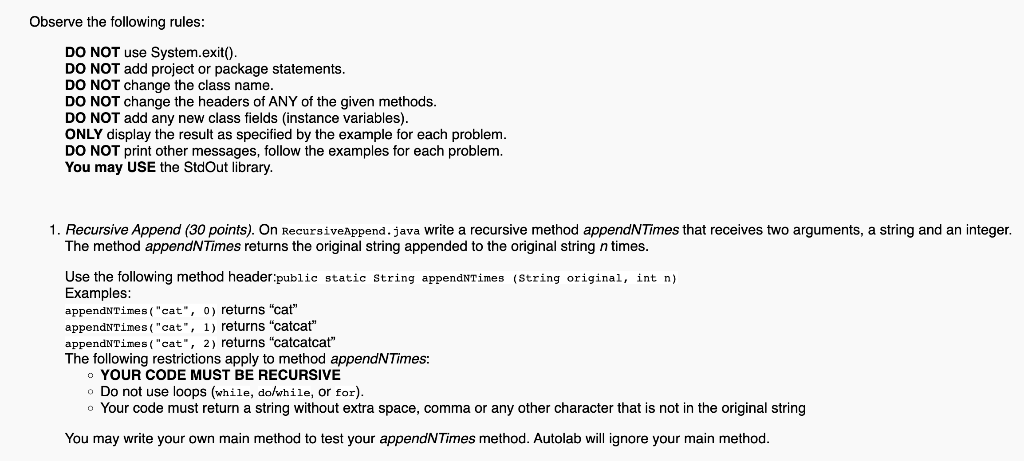 Solved Observe the following rules: DO NOT use | Chegg.com