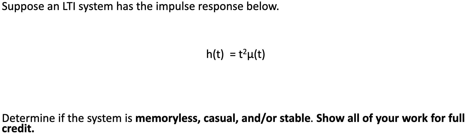 Solved Suppose an LTI system has the impulse response below. | Chegg.com