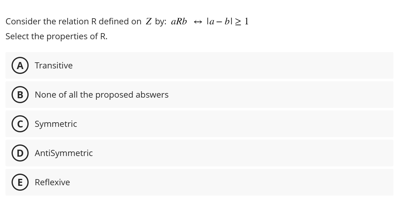 Solved Consider the relation \\( \\mathrm{R} \\) defined on | Chegg.com