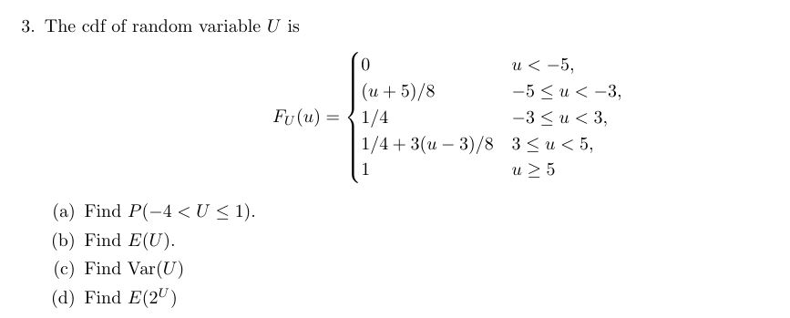 Solved The cdf of ﻿random variable | Chegg.com