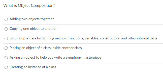 Solved What is Object Composition? Adding two objects | Chegg.com