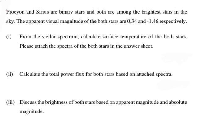 Solved Procyon and Sirius are binary stars and both are | Chegg.com