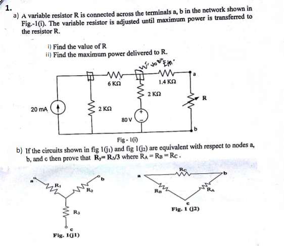 Solved 1. a) A variable resistor R is connected across the | Chegg.com