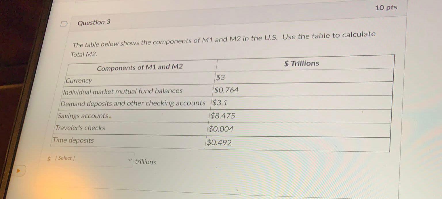 Solved The table below shows the components of M1 and M2 in | Chegg.com