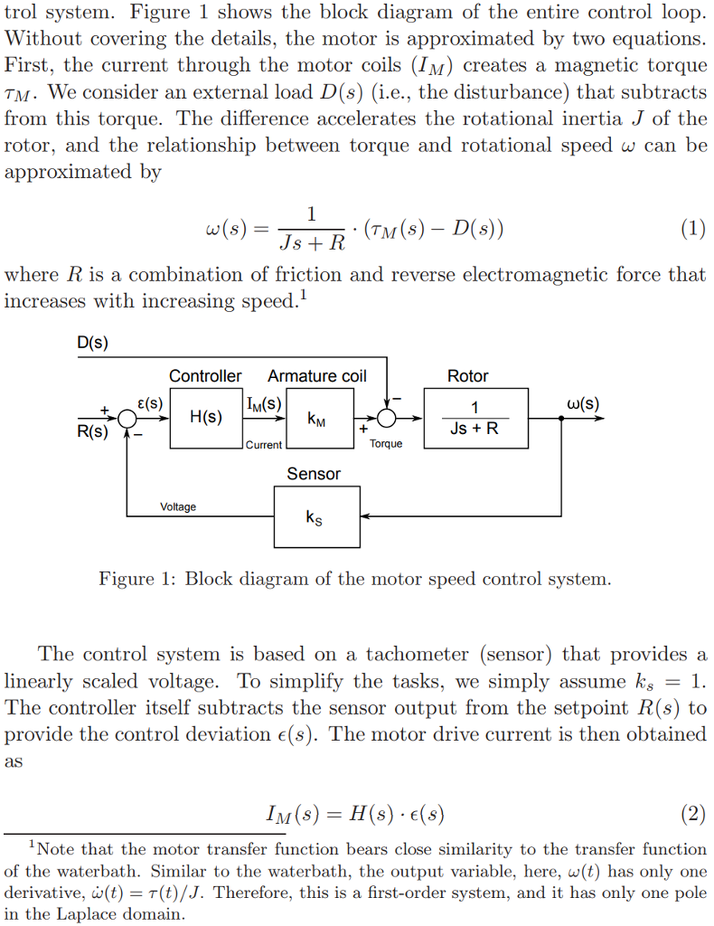 Solved trol system. Figure 1 shows the block diagram of the | Chegg.com
