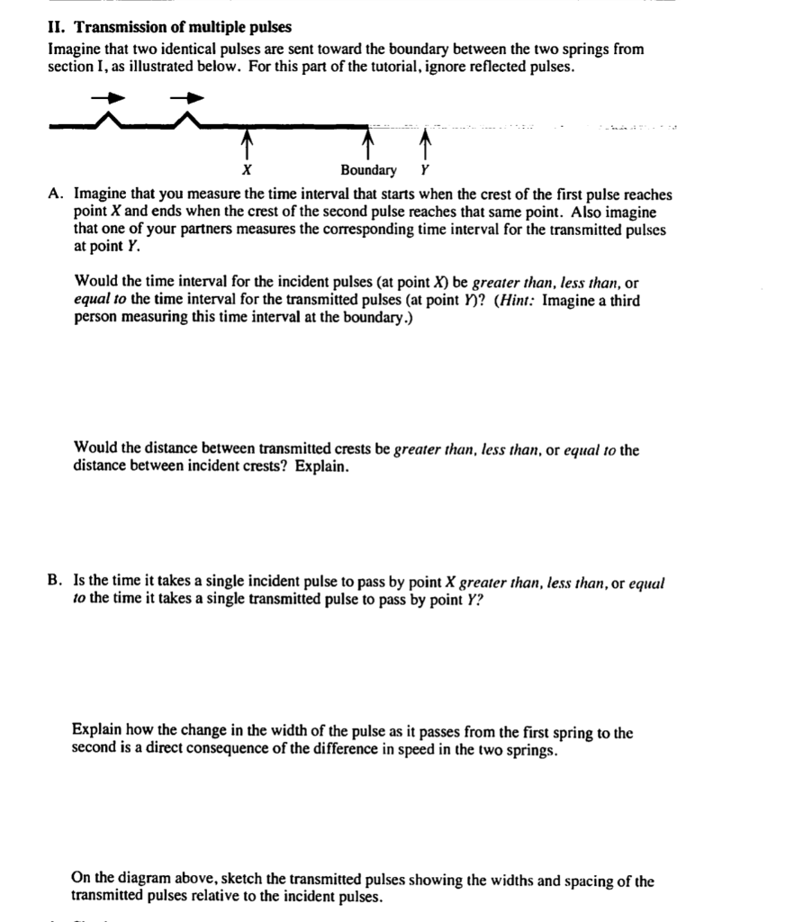 Solved II. Transmission of multiple pulses Imagine that two | Chegg.com