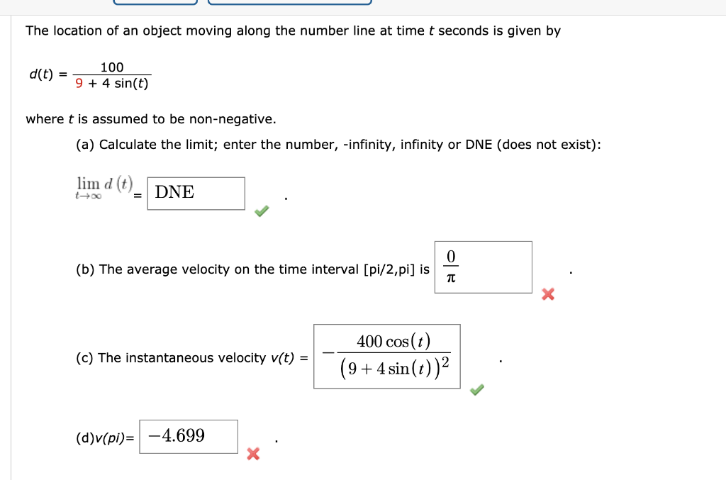 Solved The location of an object moving along the number | Chegg.com