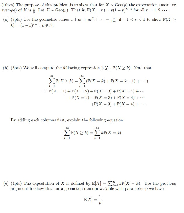 Solved (10pts) The purpose of this problem is to show that | Chegg.com