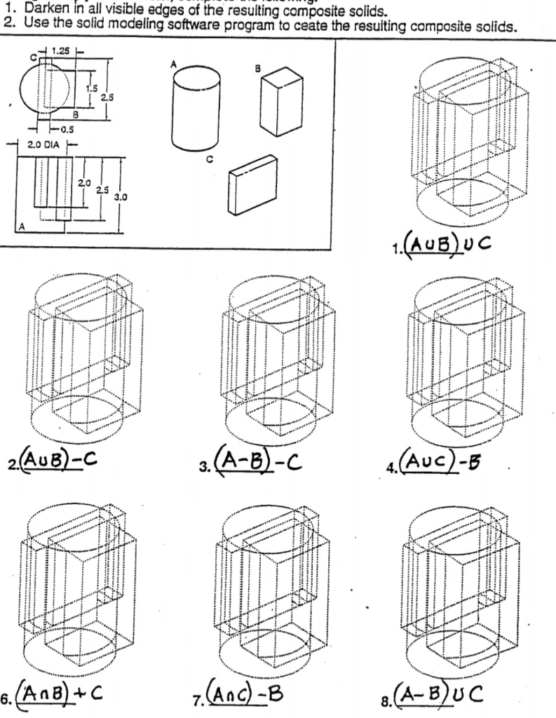 Solved 1. Darken in all visible edges of the resulting | Chegg.com