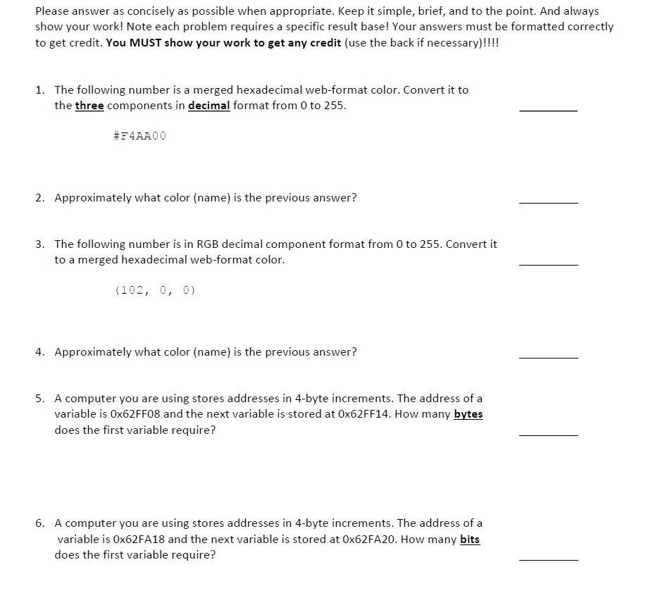 Solved Please answer as concisely as possible when | Chegg.com