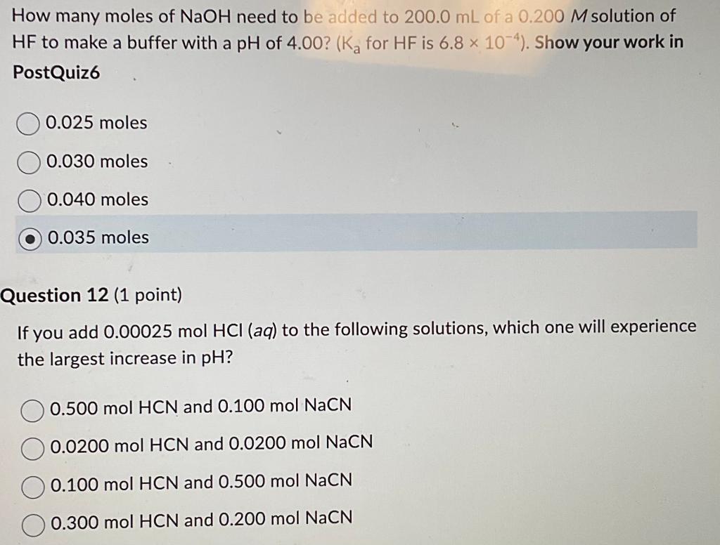 Solved How many moles of NaOH need to be added to 200.0 mL | Chegg.com