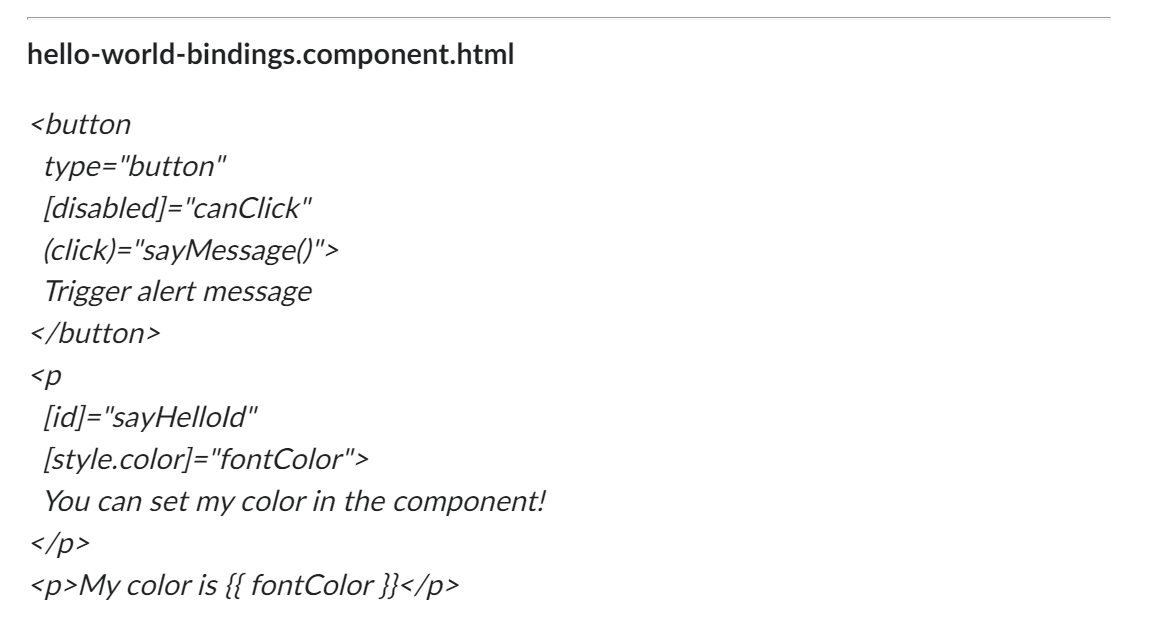 Solved hello-word-bindings.component.ts import \{ Component | Chegg.com