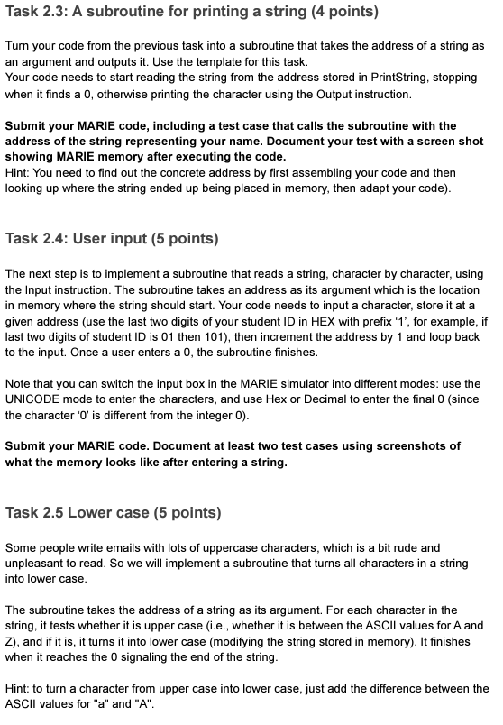 Solved For this task, you need to write MARIE code that can | Chegg.com