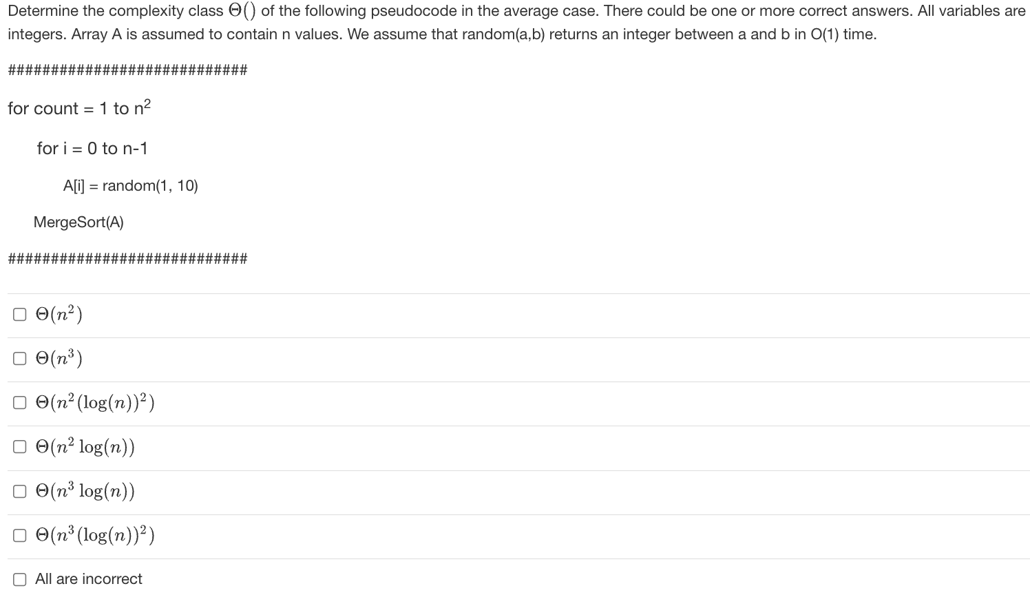 Solved Determine the complexity class() of the following | Chegg.com