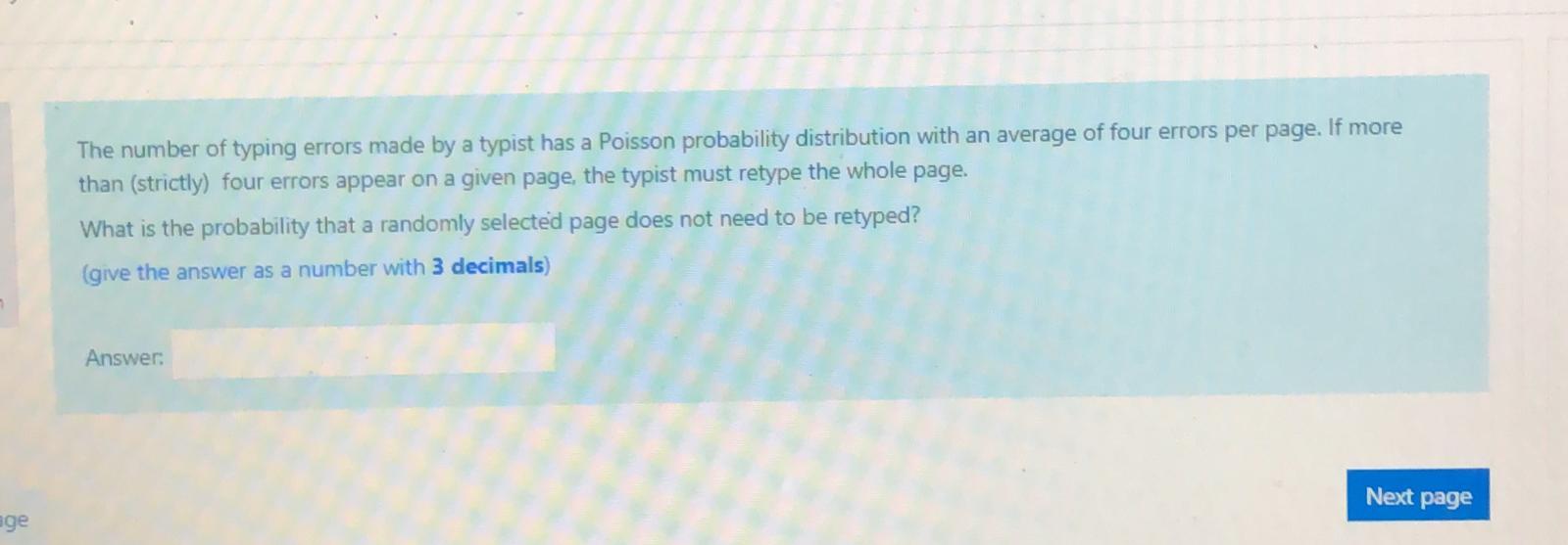 Solved The number of typing errors made by a typist has a | Chegg.com