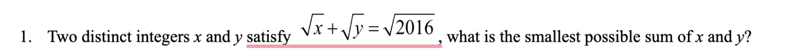 Solved Two distinct integers x ﻿and y ﻿satisfy x2+y2=20162, | Chegg.com
