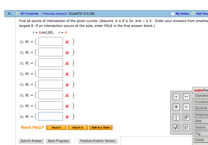 Solved Find all points of intersection of the given curves. | Chegg.com