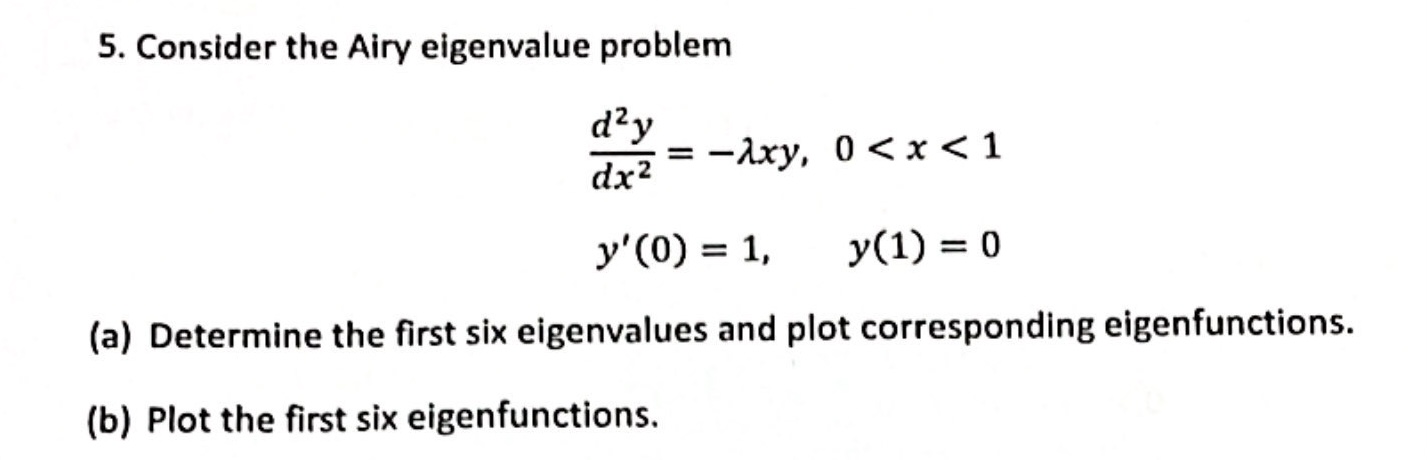 Solved 5. Consider the Airy eigenvalue problem | Chegg.com