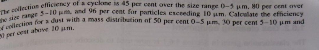 Solved The collection efficiency of a cyclone is 45 per cent | Chegg.com