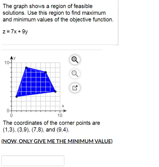 Solved The graph shows a region of feasible solutions. Use | Chegg.com