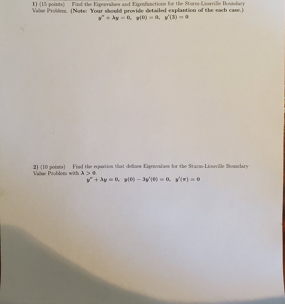Solved 1) (15 points) Find the Eigenvalues and | Chegg.com