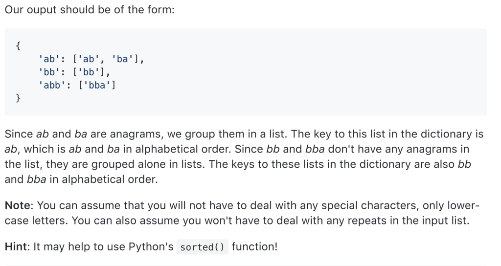 Solved Group Anagrams Function Name: groupAnagrams() | Chegg.com