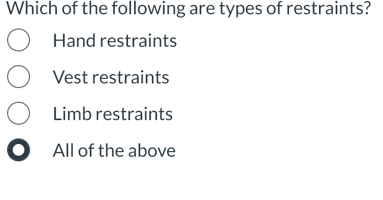 Solved Which of the following are types of restraints?Hand | Chegg.com