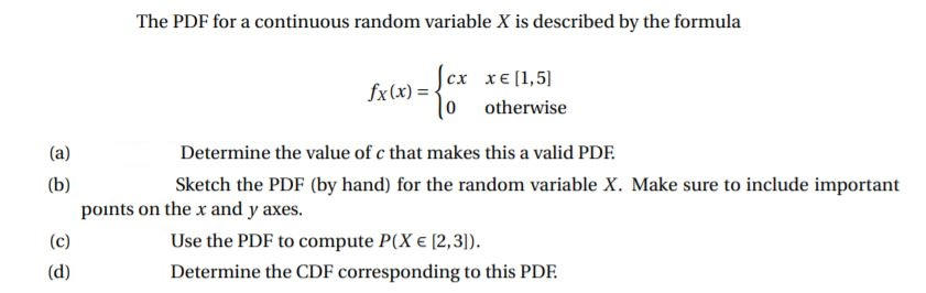 Solved The PDF for a continuous random variable X is | Chegg.com