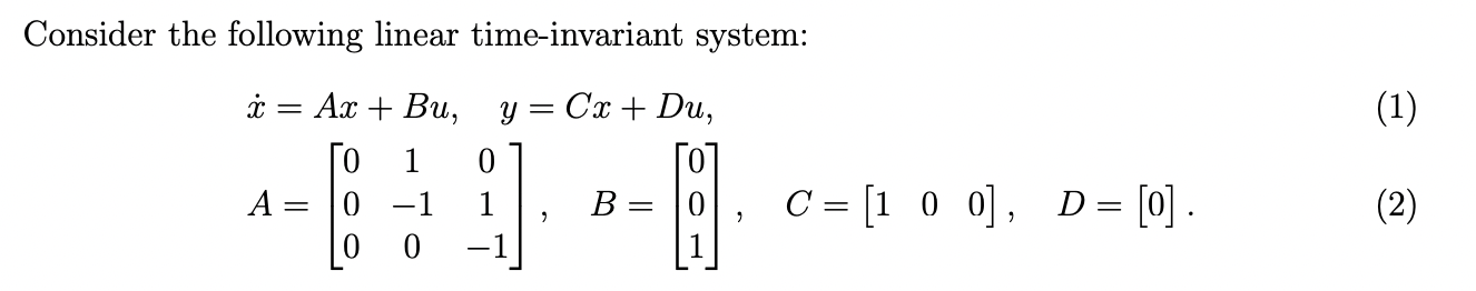 Solve for the output y under the input signal u = | Chegg.com