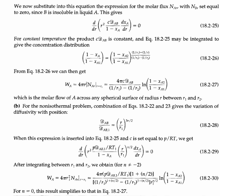 Solved EXAMPLE 18.2-3 (a) Derive expressions for diffusion | Chegg.com