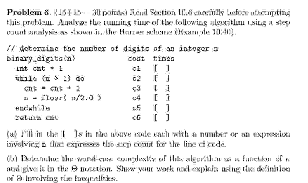 Solved Problen 6. \( (15+15=30 \) ﻿points) ﻿Resul Sertion | Chegg.com