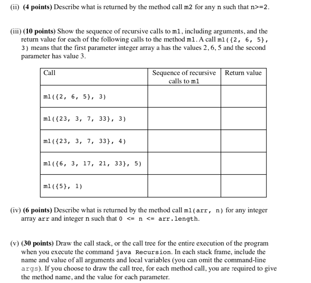 Solved Problem 4: Recursion (75 points) a) Consider the | Chegg.com