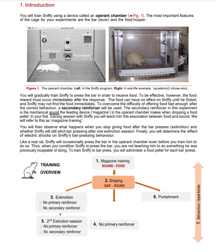 Solved Animal Behavior and training 1. Briefly describe an | Chegg.com
