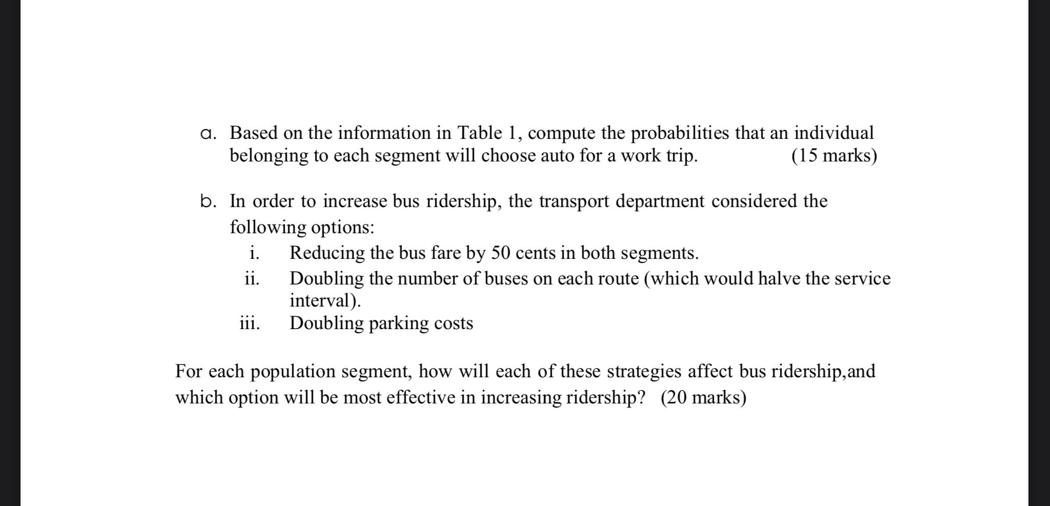 2. Four-Step Travel Demand Model - Model Split A | Chegg.com