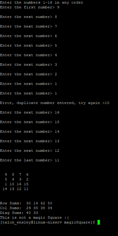Solved Write a C program that reads in the numbers 1 - 16 in | Chegg.com