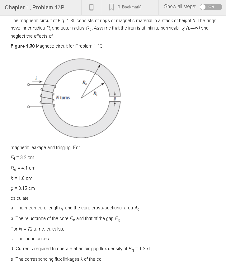 Solved Chapter 1, Problem 13P (1 Bookmark) Show all steps ON | Chegg.com